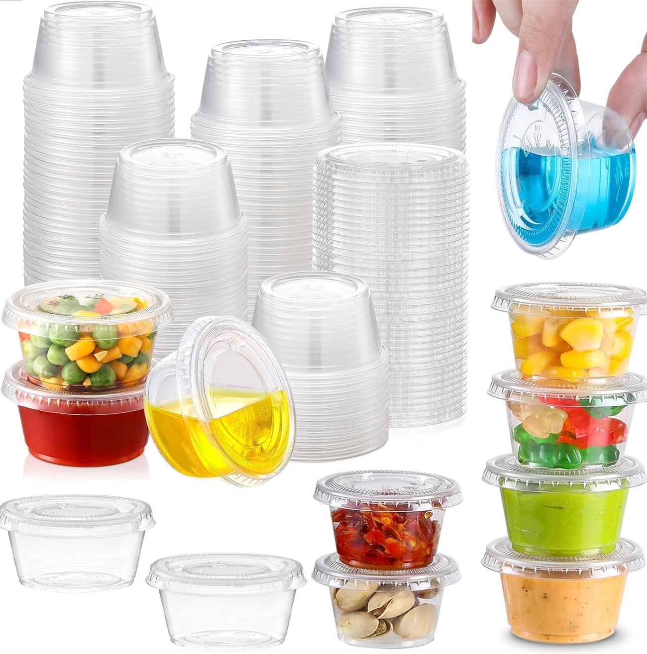 Disposable Plastic Cups with Lids,Bexikou 2 oz 50 Sets Jello Shot Cups ...