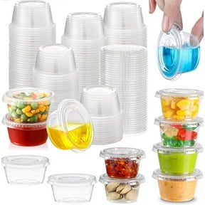 4 Sizes 50Pcs Disposable Plastic Clear Sauce Chutney Cups Boxes With ...