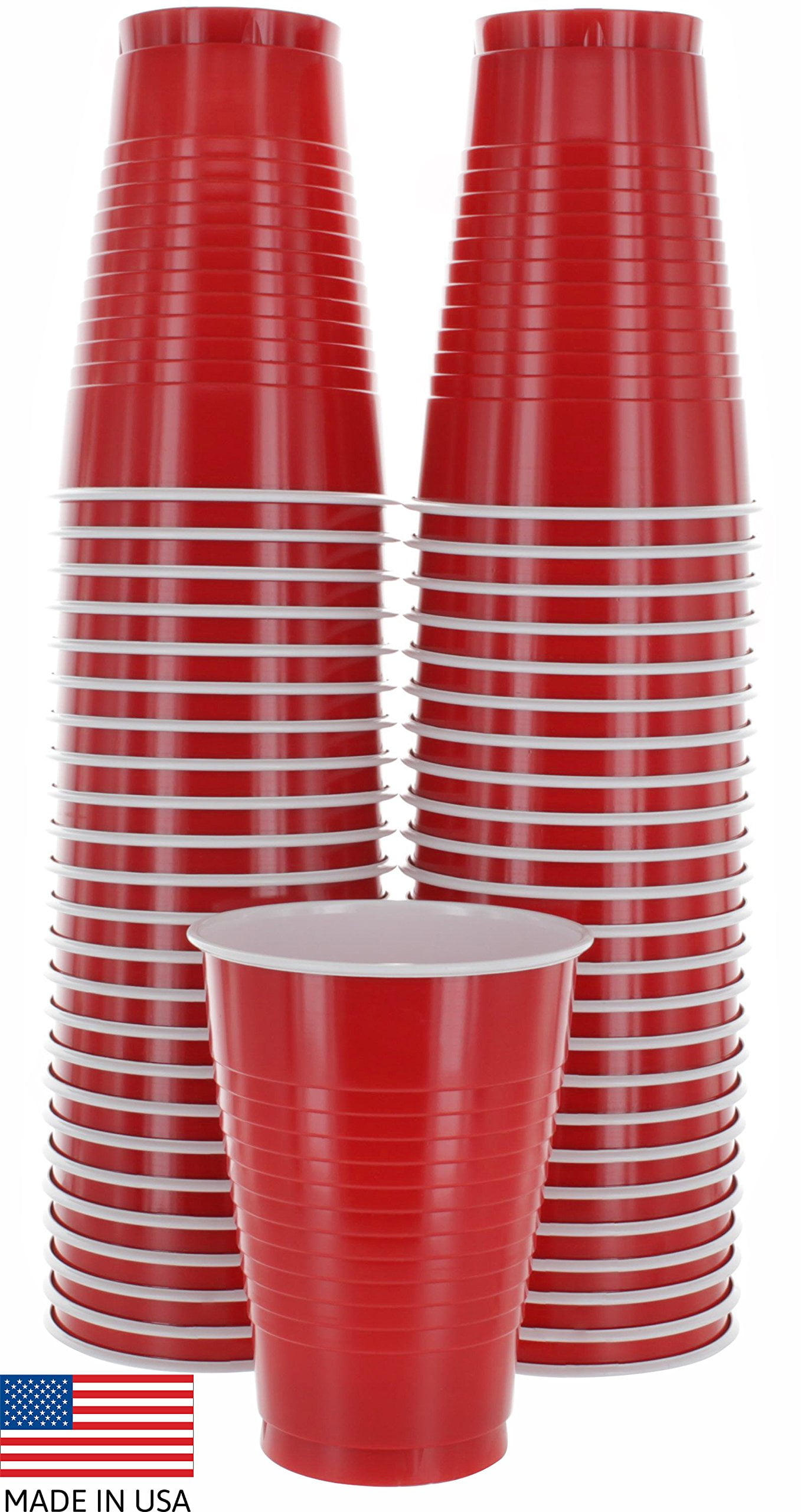 Disposable Plastic Cups, Red Colored Plastic Cups, 12-Ounce Plastic ...