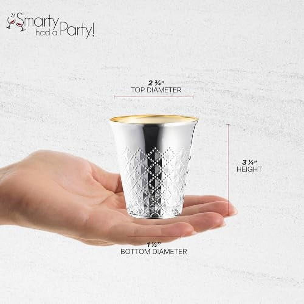 Disposable Plastic Cups, Shiny Metallic Aluminum Silver Round Plastic ...
