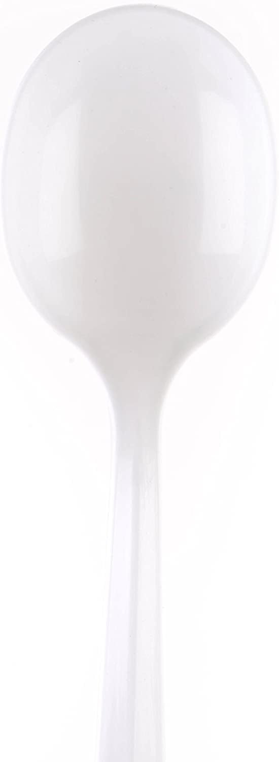 Disposable Plastic Cutlery Spoons (50 Count) - White Disposable Plastic ...