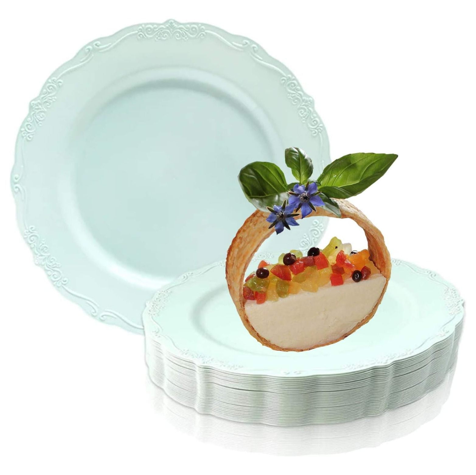 Disposable Plastic Dessert Plates 120 Pcs - 7.5" Heavy Duty Fancy ...