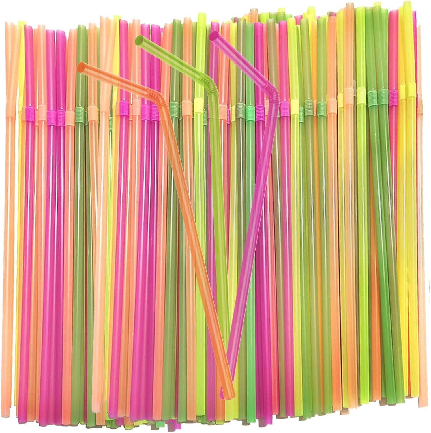 Disposable Plastic Drinking Straws - Flexible Straws Disposable Long ...