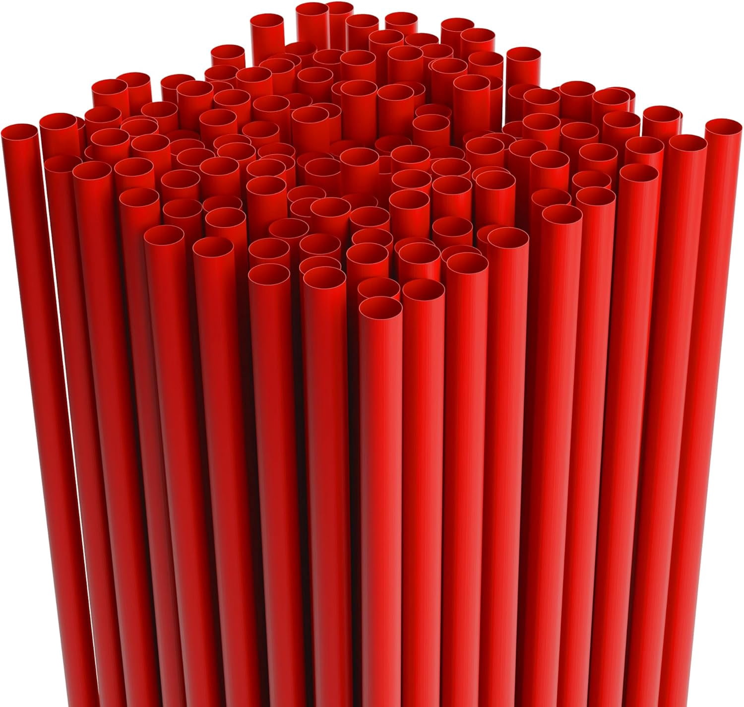 Disposable Plastic Drinking Straws - Straight - 7.75" Long (Red, 500 ...