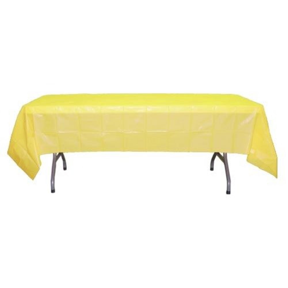 Disposable Plastic Light Yellow Table Cover - Rectangular - 54in. x ...