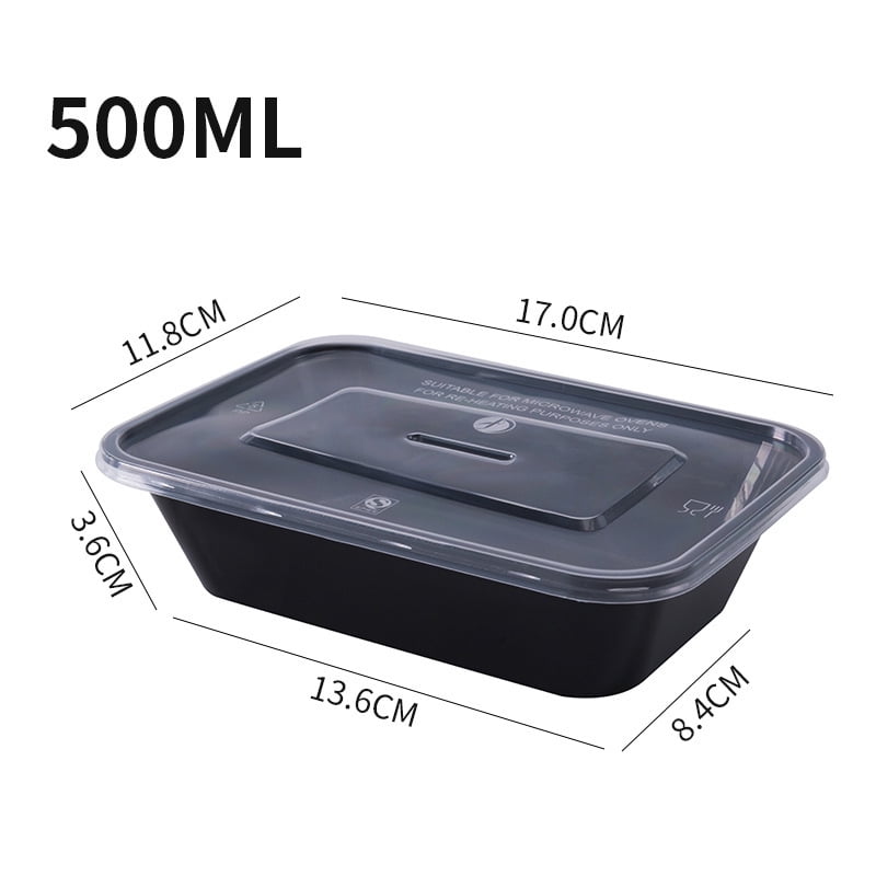 Disposable Plastic Packing Box, Black Food Container with Lid, Falafel ...