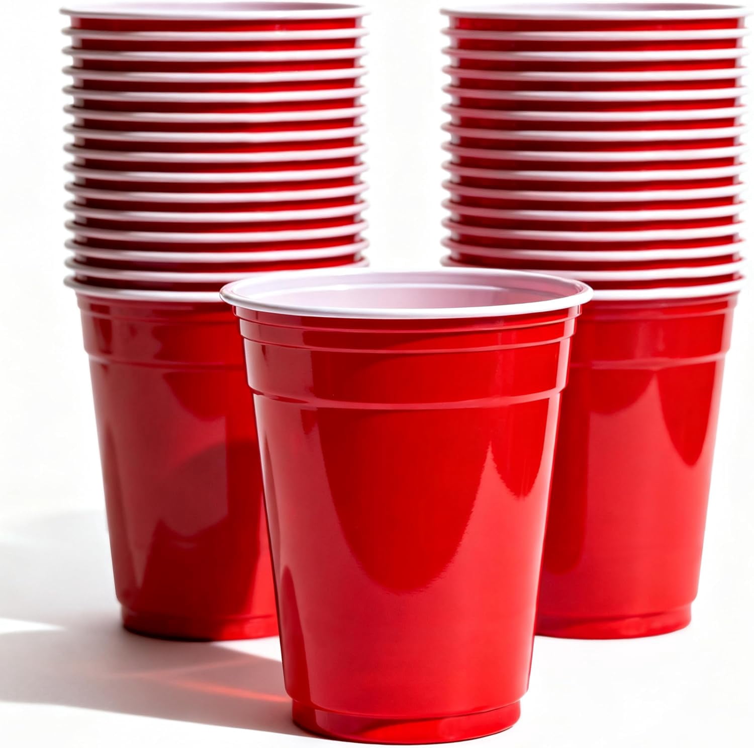 Disposable Plastic Party Cups, Red, 12oz, 100 Count, Party Cups for ...