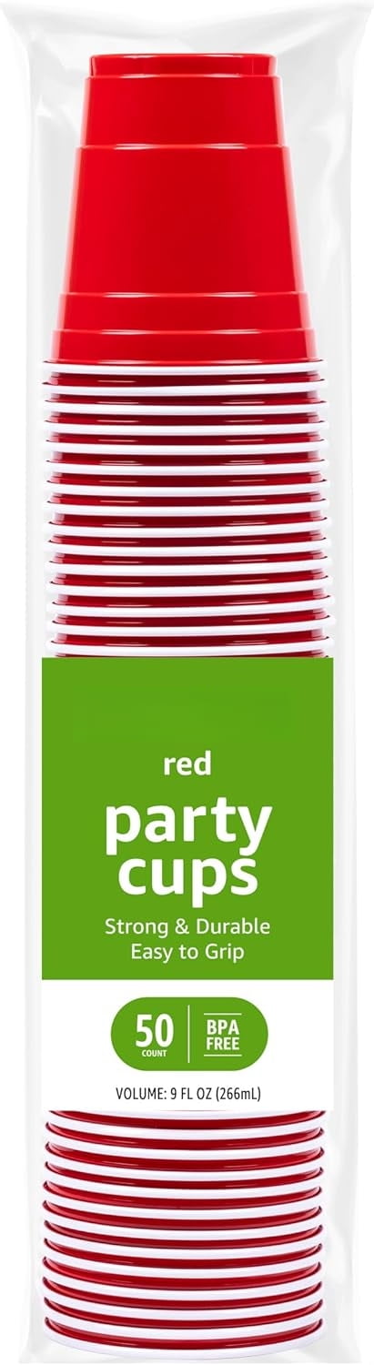 Disposable Plastic Party Cups, Red, 18oz, 50 Count - Walmart.com