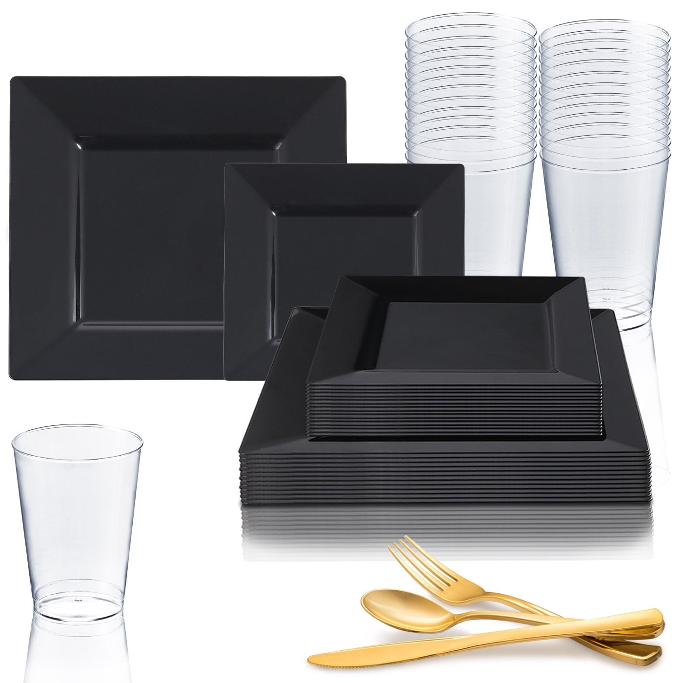 Smarty Disposable Plastic Party Dinnerware Set Large Square (120 Guests ...