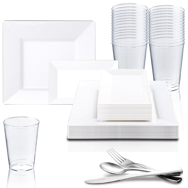 Smarty Disposable Plastic Party Dinnerware Set Square Rectangle (60 ...