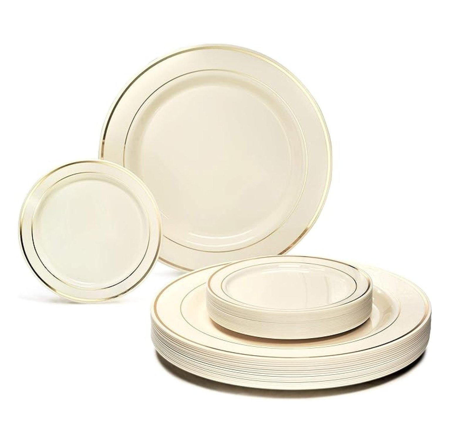Disposable Plastic Plates 120 Pack - 10.5" Dinner & 6.25" Dessert ...