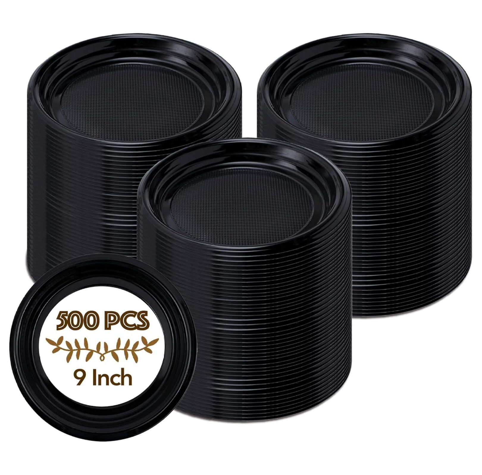 Disposable Plastic Plates 9 Inch, 500 Pack Black Plastic Plates Bulk ...