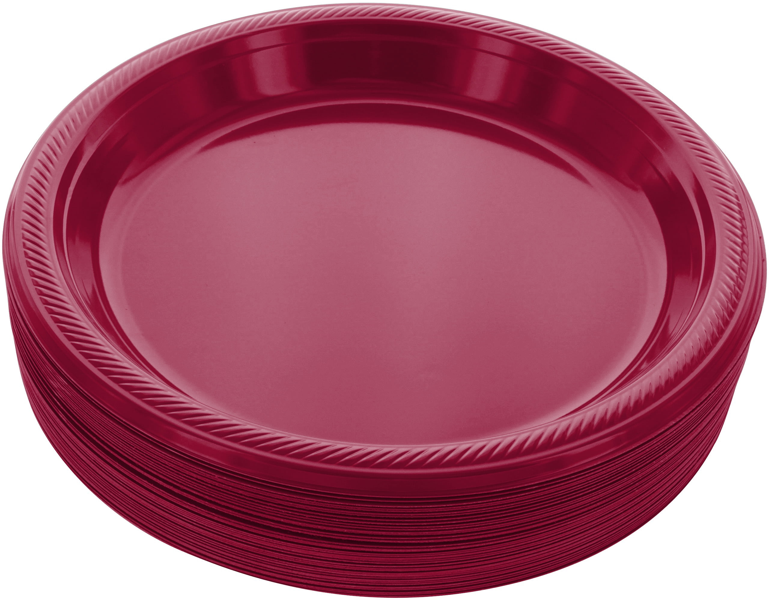 Disposable Plastic Plates Burgundy, 10.4 Inches Plastic Dinner Plates ...