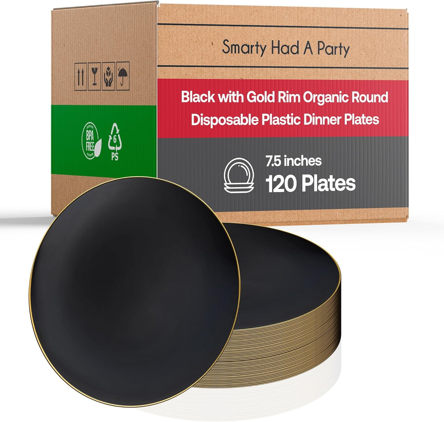 Disposable Plastic Plates with Rim Design, Organic Round Dinnerware ...