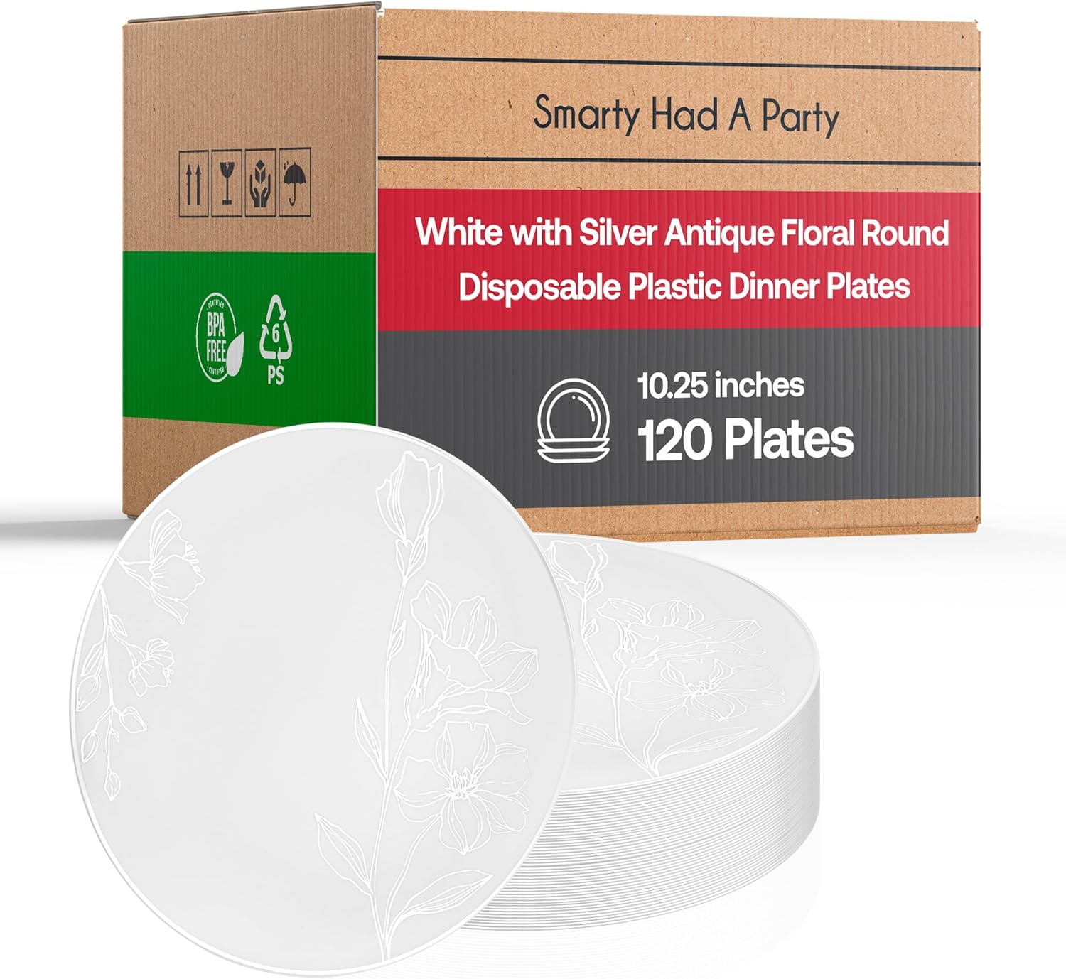 Disposable Plastic Plates, Vintage Plastic Plates, Floral Design, Heavy ...