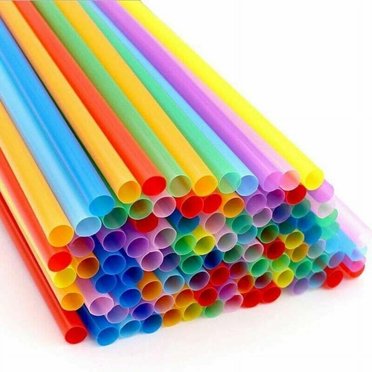 10-1/4 Inch Plastic Drinking Straw 7.5mm Pack of 300 Counts Red Plastic ...