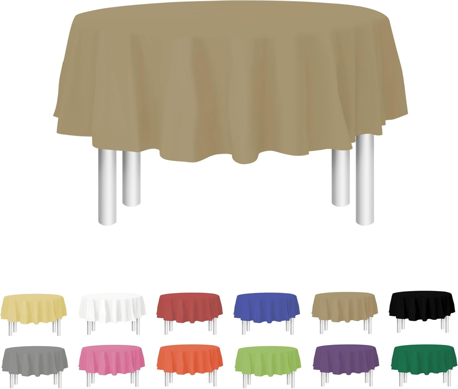 Disposable Plastic Tablecloths for Round Tables (12 Pack) 84 Inch ...