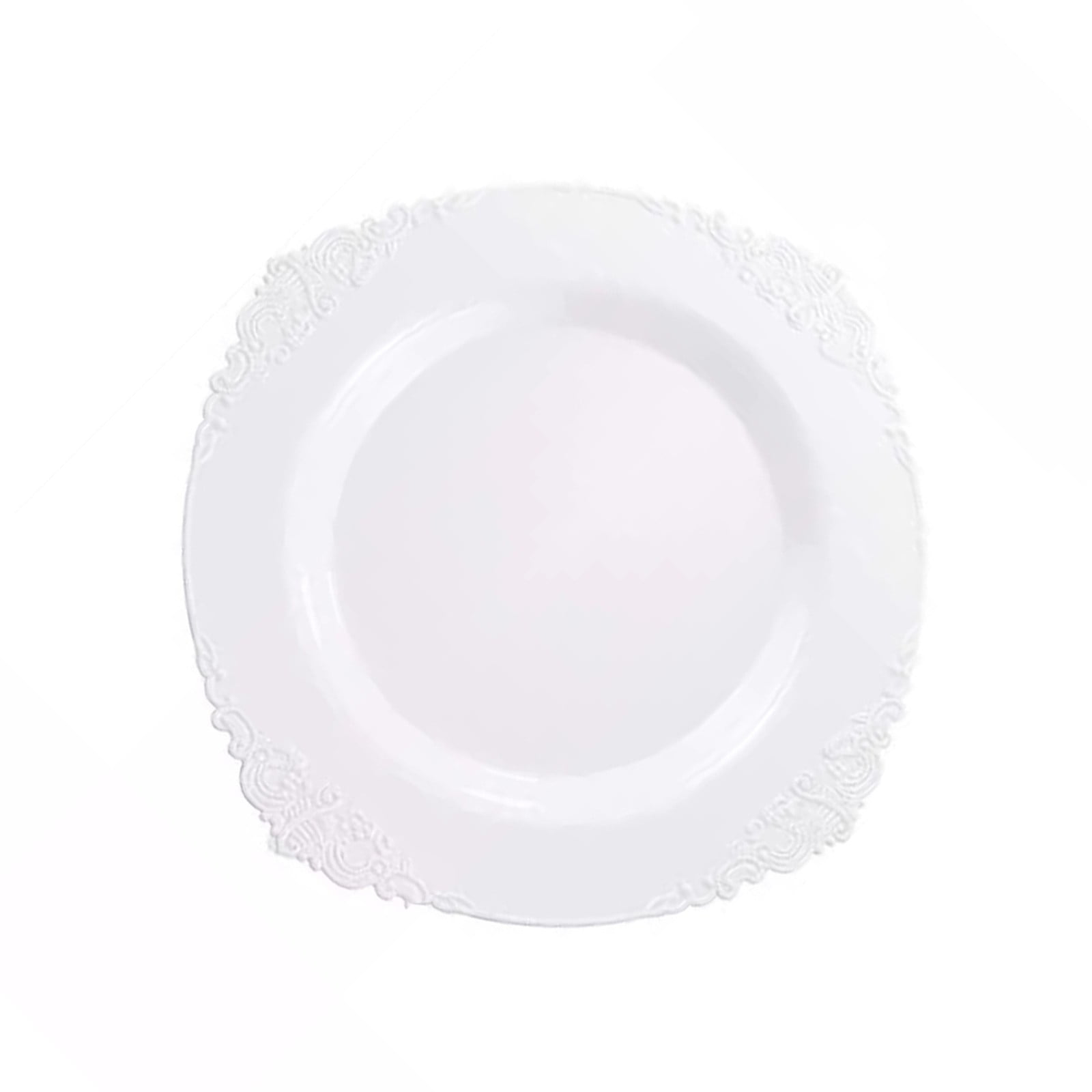 Disposable Plates, 30 Count 10.25 Inch White Embossed Design Plates For ...