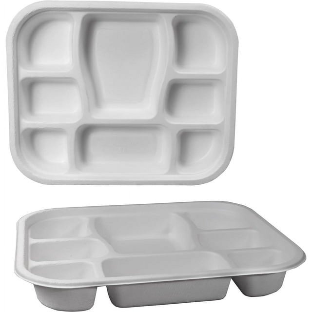 Disposable Plates With - 8 compartment, Compostable Plates - 50 Pcs ...