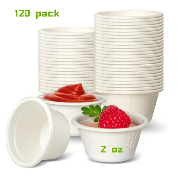 Disposable Pulp Cups 120 Pcs,Eco-Friendly Biodegradable Food Cups ...