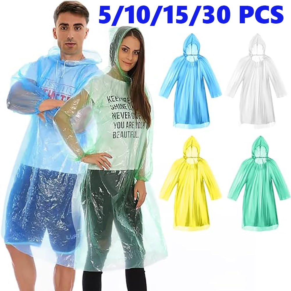 Disposable Rain Poncho, 3 Wire Thickness Emergency Waterproof Poncho ...