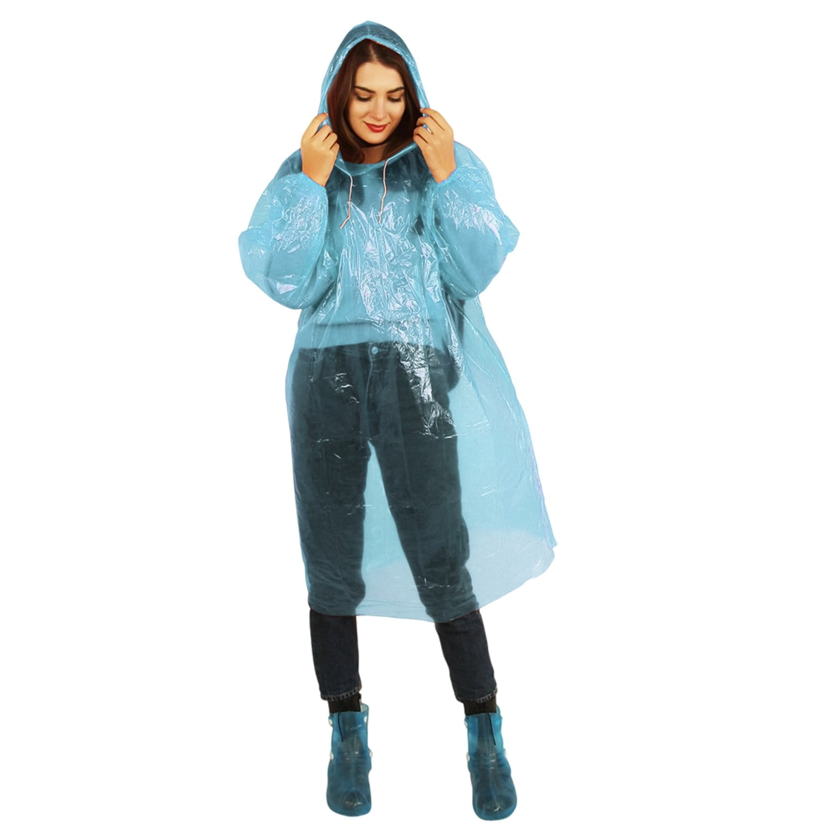 Waterproof Disposable Rain Ponchos - Thick Emergency Raincoat with Hood ...