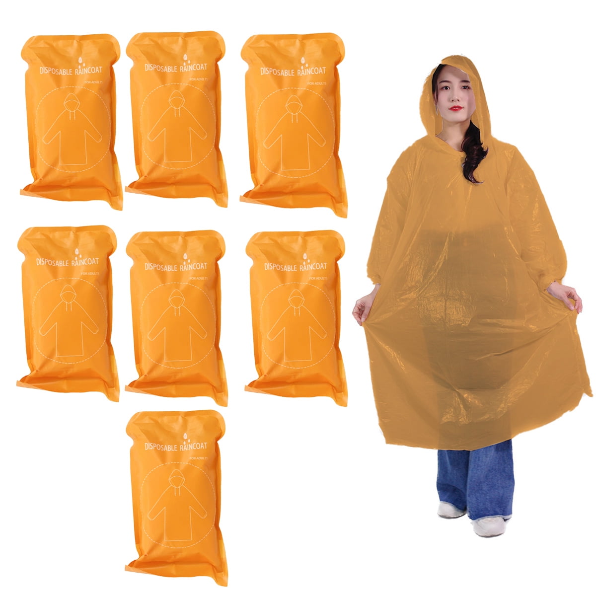Disposable Rain Ponchos for Adults/kids (7 Pack) Thicker Emergency ...