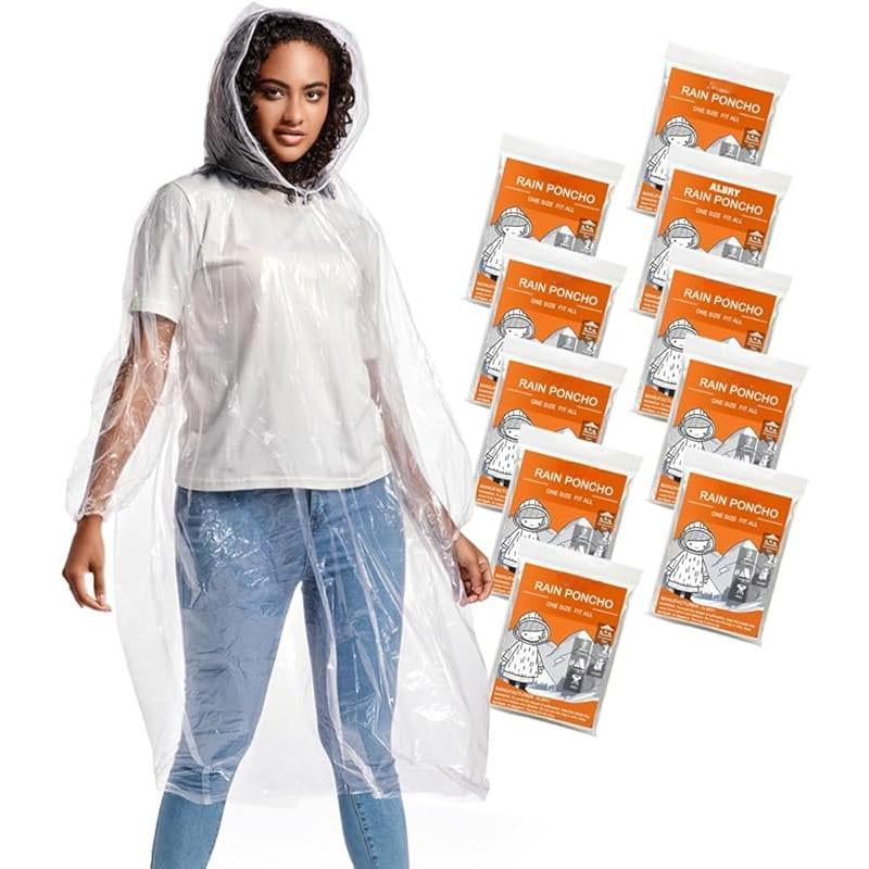 Disposable Rain Ponchos for Adults with Drawstring Hood - Emergency ...