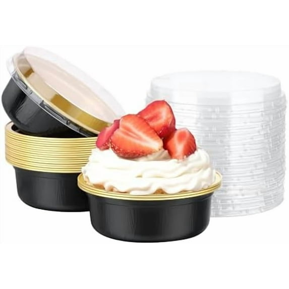 Disposable Ramekins with Lids, 20 Pack 8.8oz 260ml 4 Inch Disposable ...