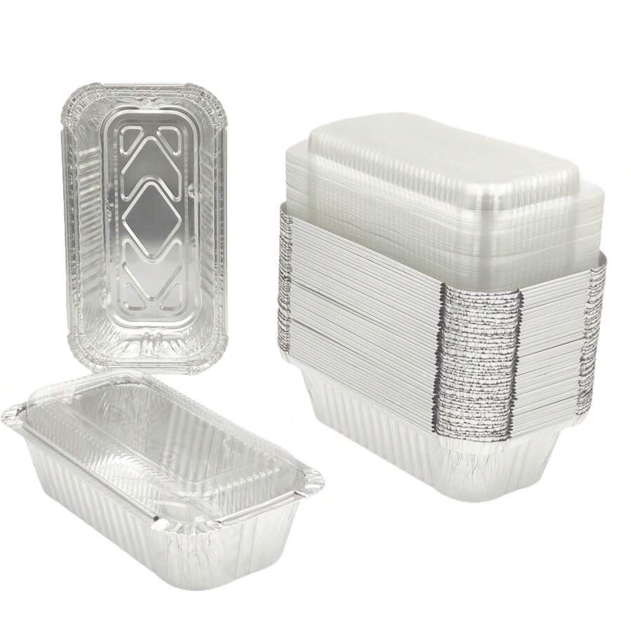 Disposable Rectangular Aluminum Foil Pans with Lids, Heavy-Duty Foil ...
