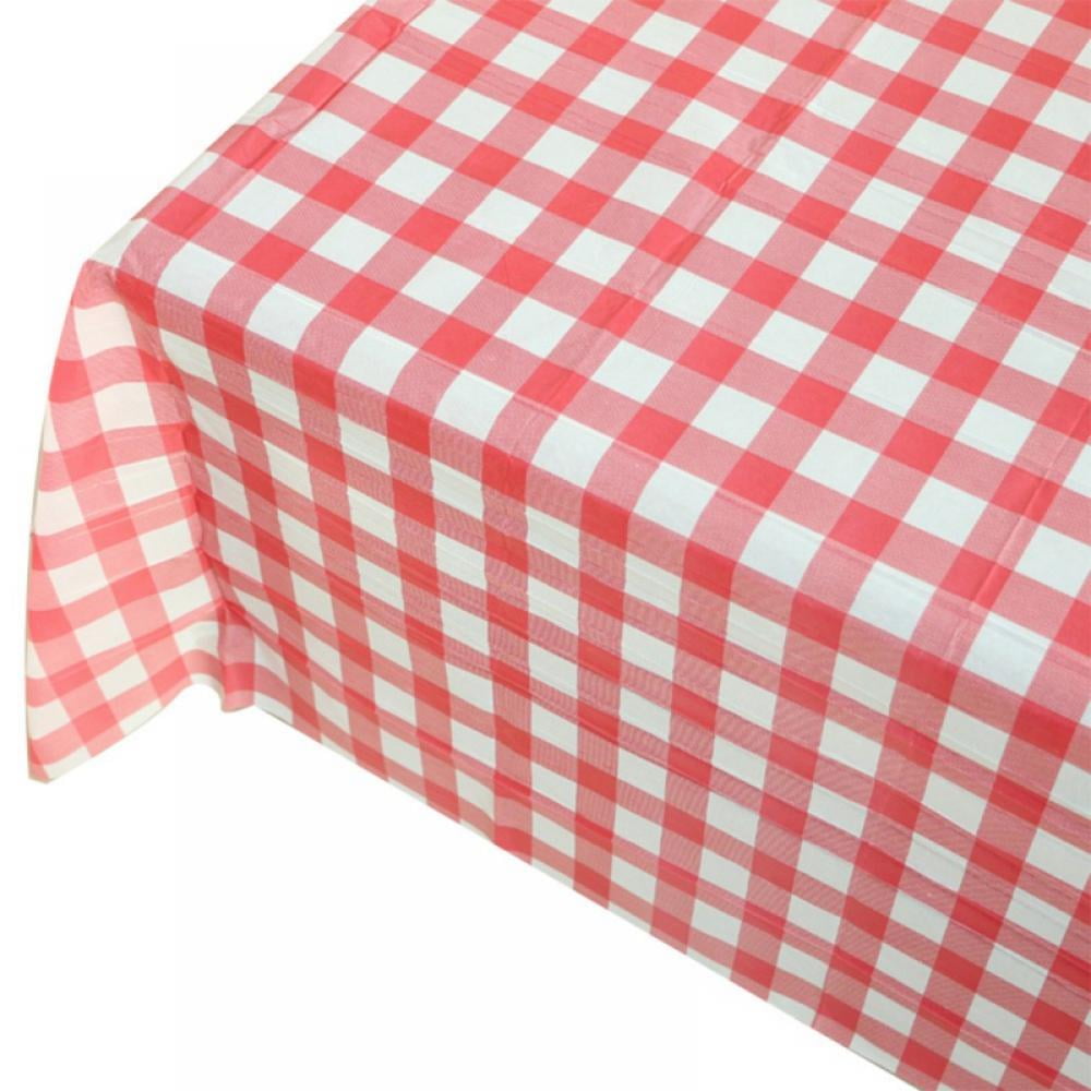 Disposable Red Plaid Plastic Tablecloth - 63 x 63 in. Rectangle Plastic ...