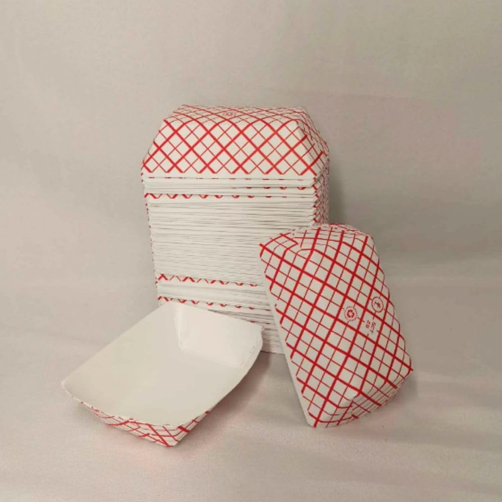 Disposable Red and White Checkered Paperboard Food Trays, Carnivals ...