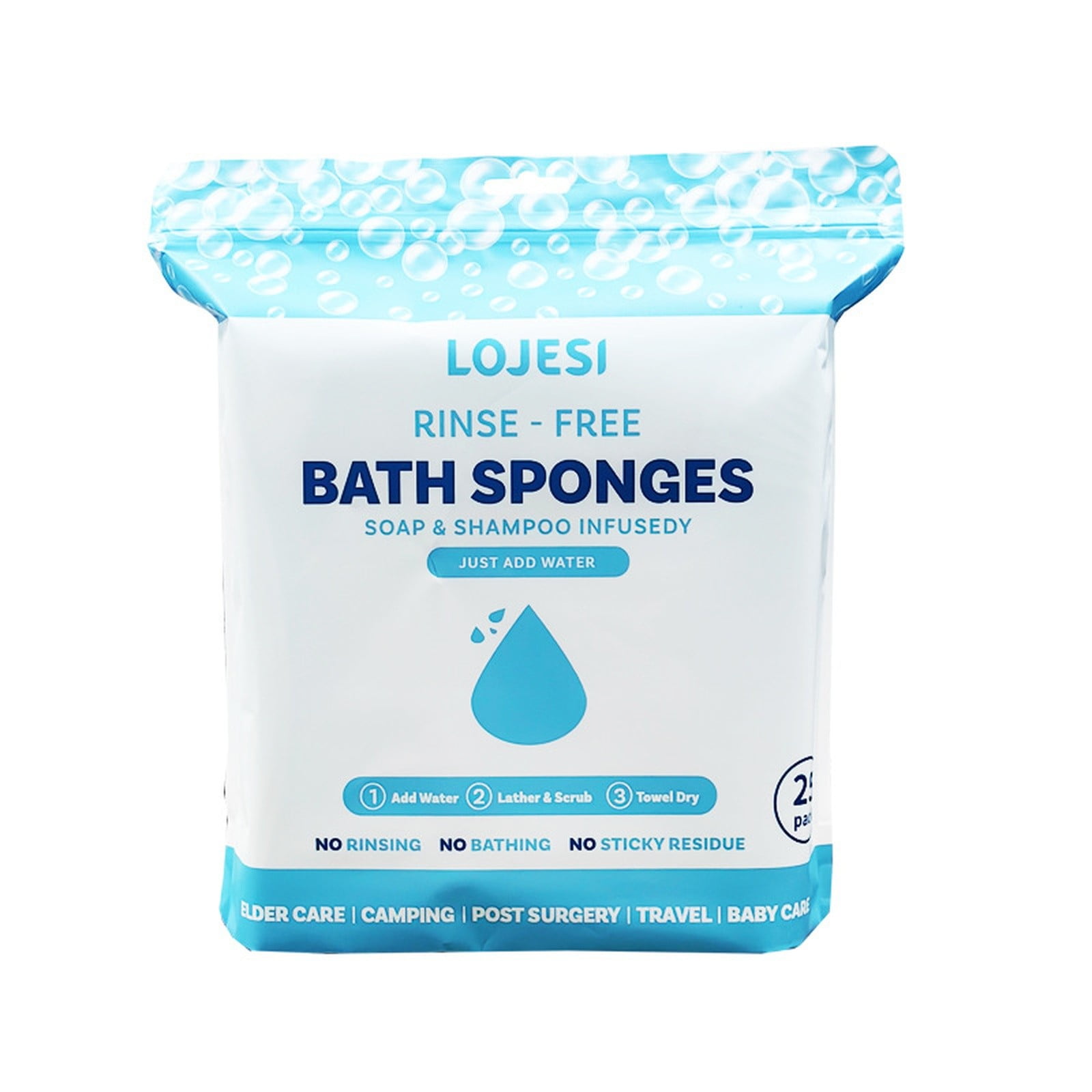 Disposable Rinse-Free Bathing Wipes - 25 Pack - All-in-1 Use Shower ...