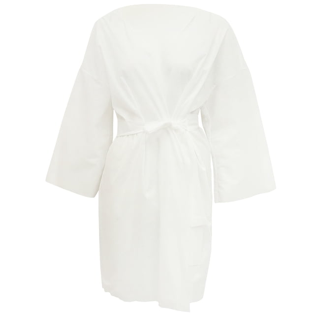 Disposable Bathrobe Spa Kimono for Women Skirt Massage White Cotton ...