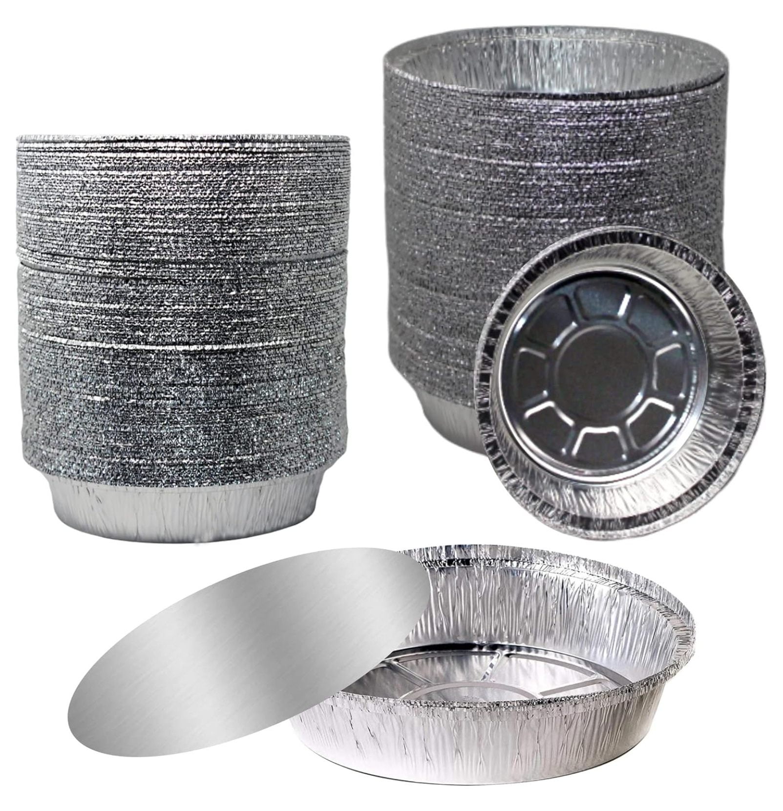 Disposable Round Aluminum Take-Out Pans with Board Lids 500 Pack for ...