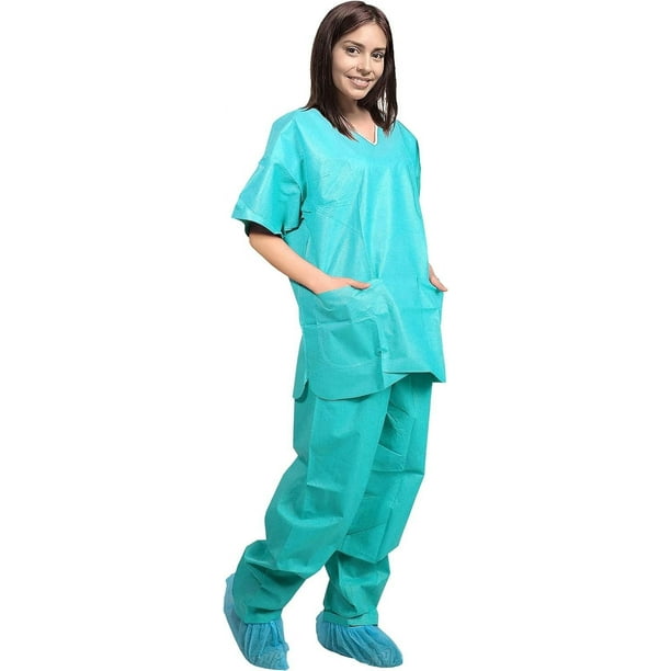 Disposable Scrubs Top and Bottom, 1 Suit, Teal Small Disposable Suit ...