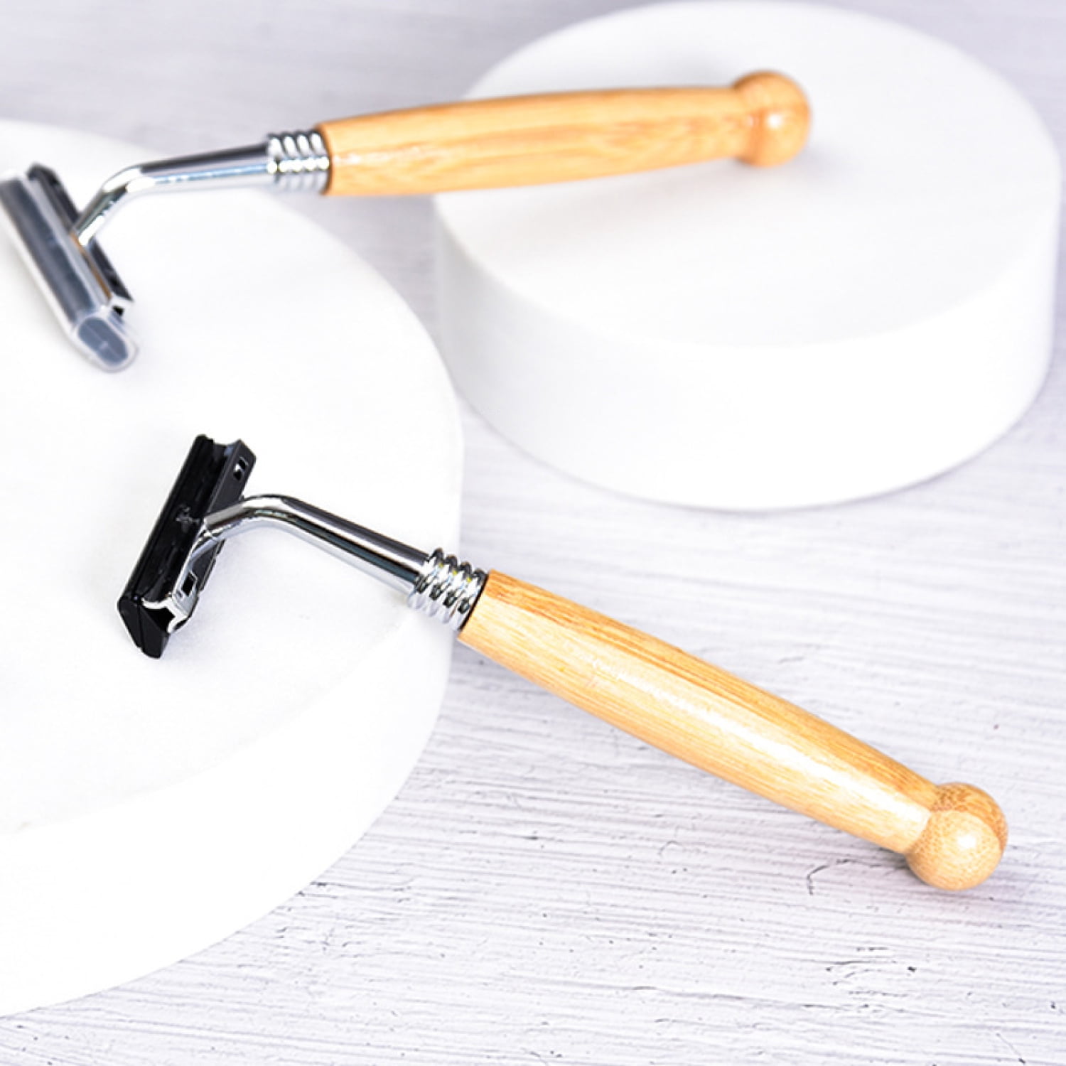 Disposable Shaver Manual Safety Razors Bamboo Handle Stainless Steel ...