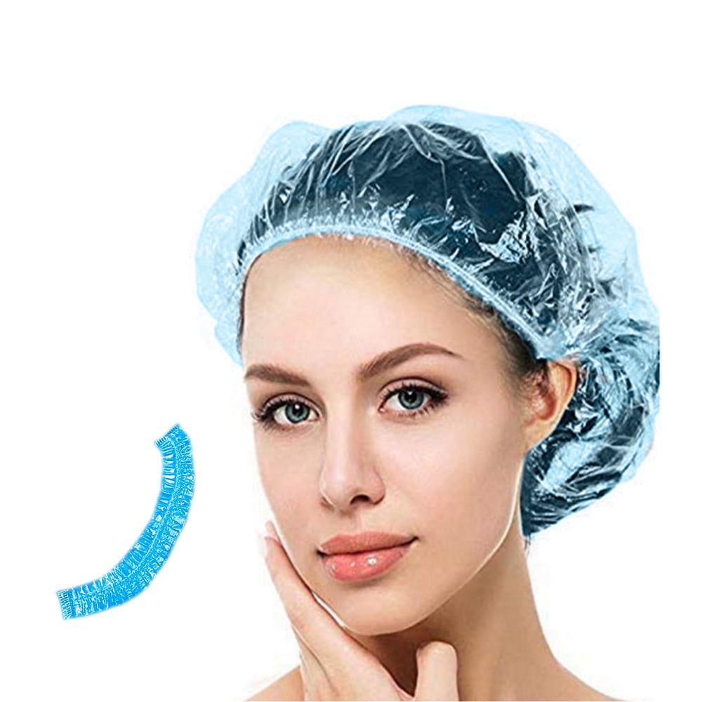 Disposable Shower Cap, 100 Pcs Clear Plastic Bath Caps for Women Travel ...