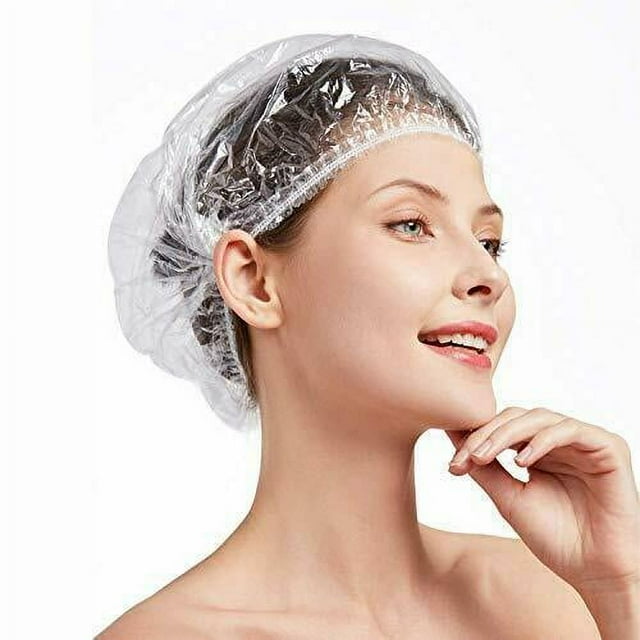 Disposable Shower Caps 100 Pieces Universal Large Size Clear Waterproof ...