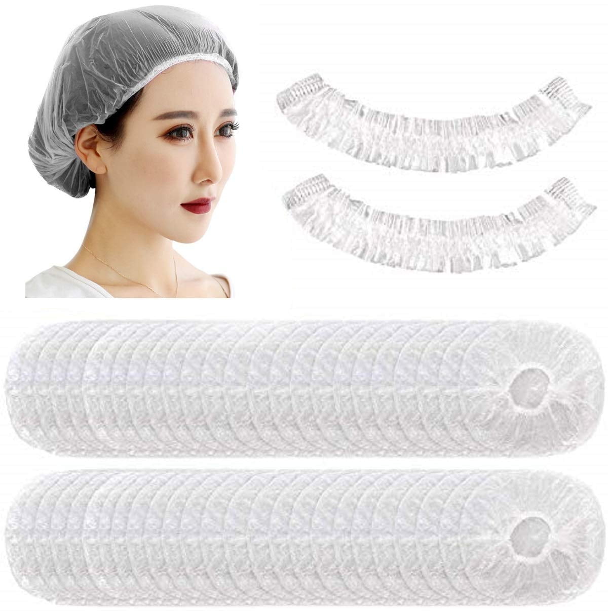 Disposable Shower Caps - 200pcs Hair Processing Clear Plastic Caps For ...