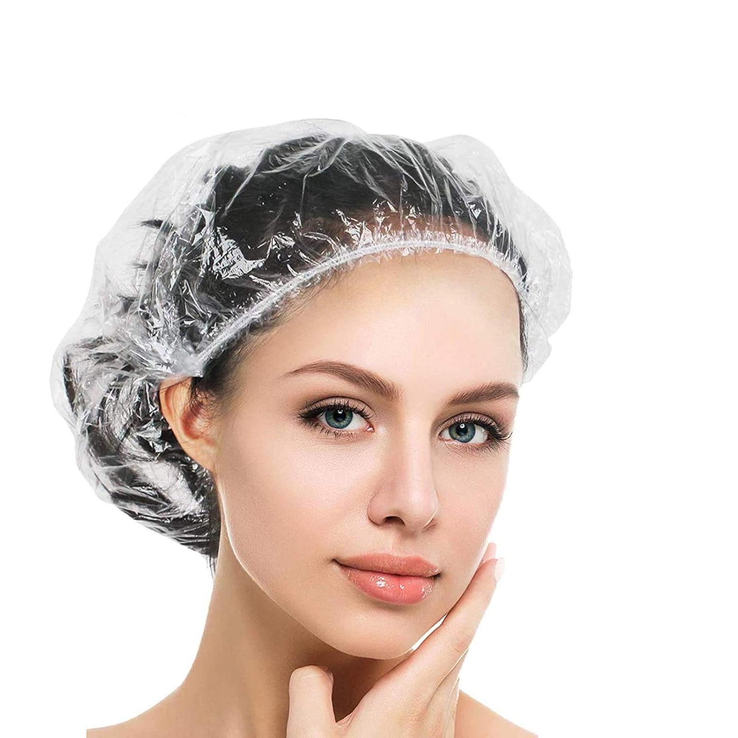 Disposable Shower Caps, Clear Shower Caps for Travel, large Plastic Hair Caps for Women, Home ...