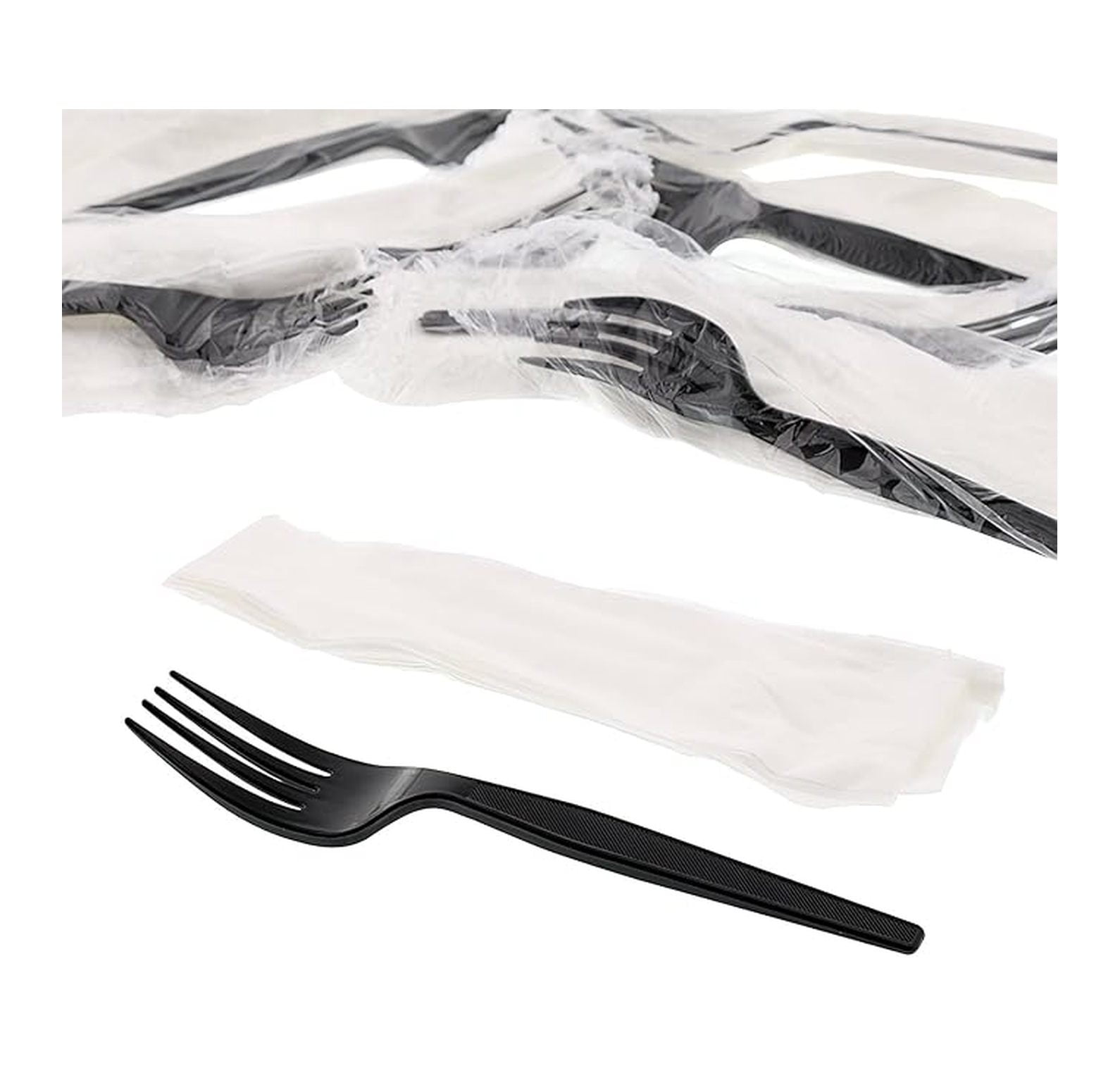 Disposable Silverware Set - 1000 Black Plastic Forks & Napkins ...