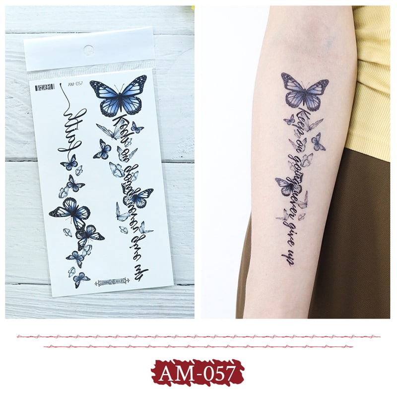 Disposable Sketch Drawings Temporary Tattoo Flowers Butterfly Dandelion ...