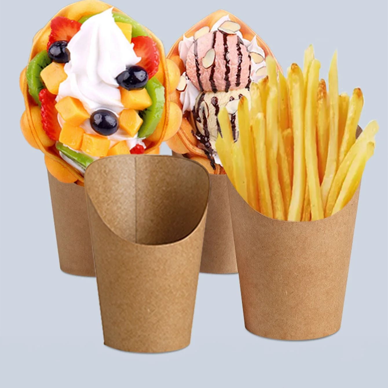 Disposable Slanted Fries, Sweet Potato Cup, Cowhide Ice Cream Egg ...