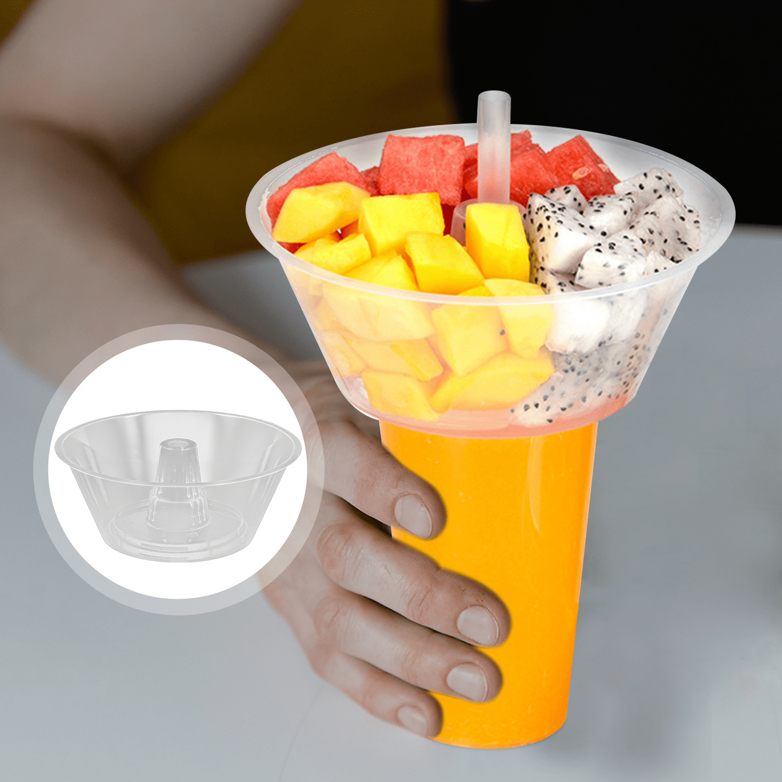 Disposable Snack and Drink Cup Bowl Portable Drink Cup Top Bowls ...