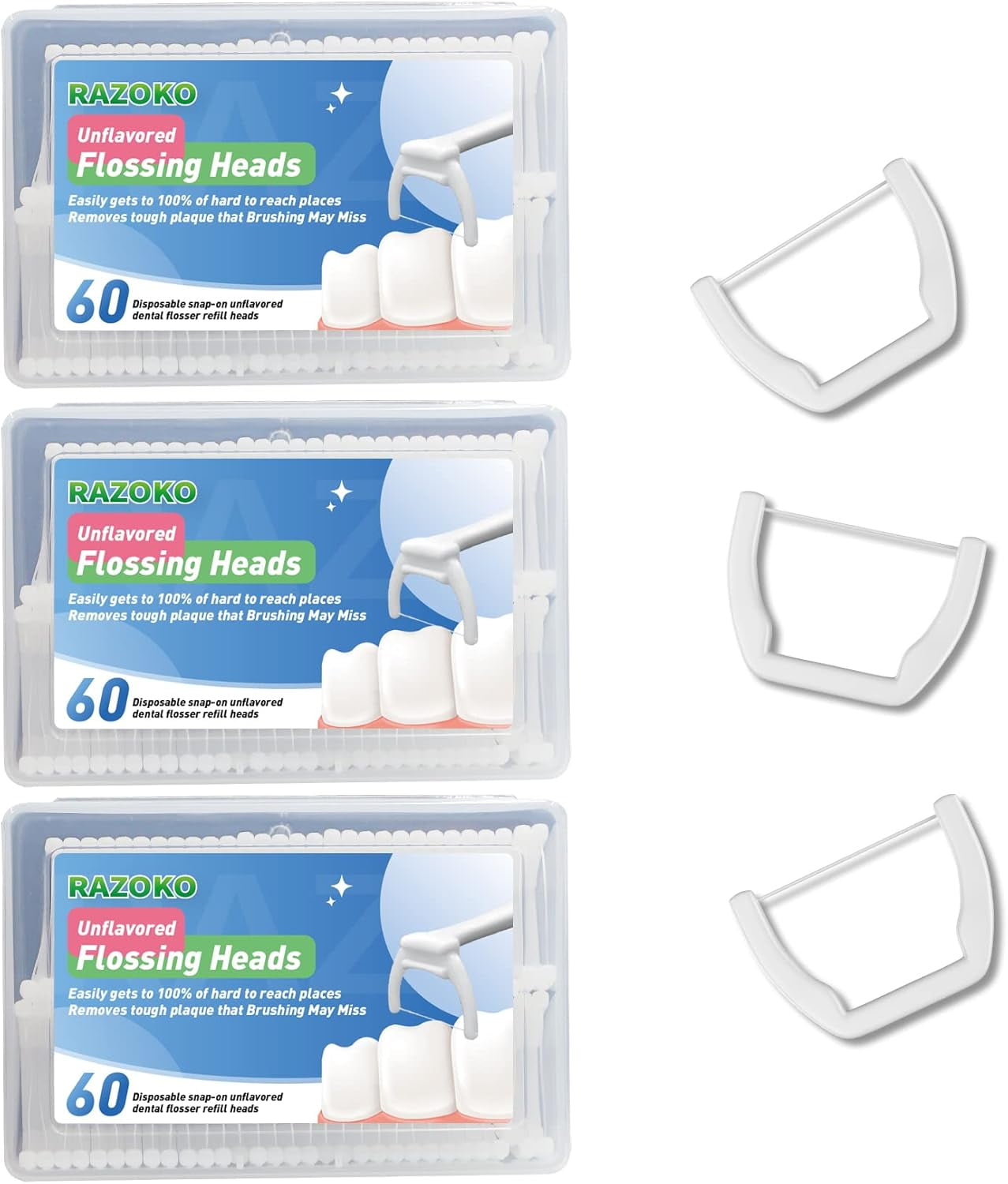 Disposable Snap-On Flosser Refill Heads 180 Count Fits for Dental Floss ...