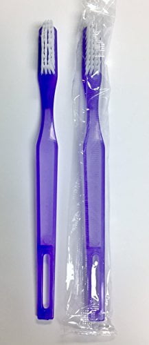 Disposable Soft Bristles Purple Handle Toothbrush, 24 pcs, Individually ...