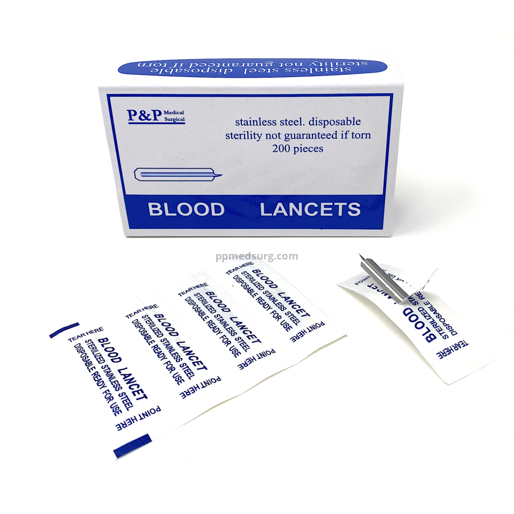 Disposable Stainless Steel Lancets Individually Foil Wrapped Box of 200 ...