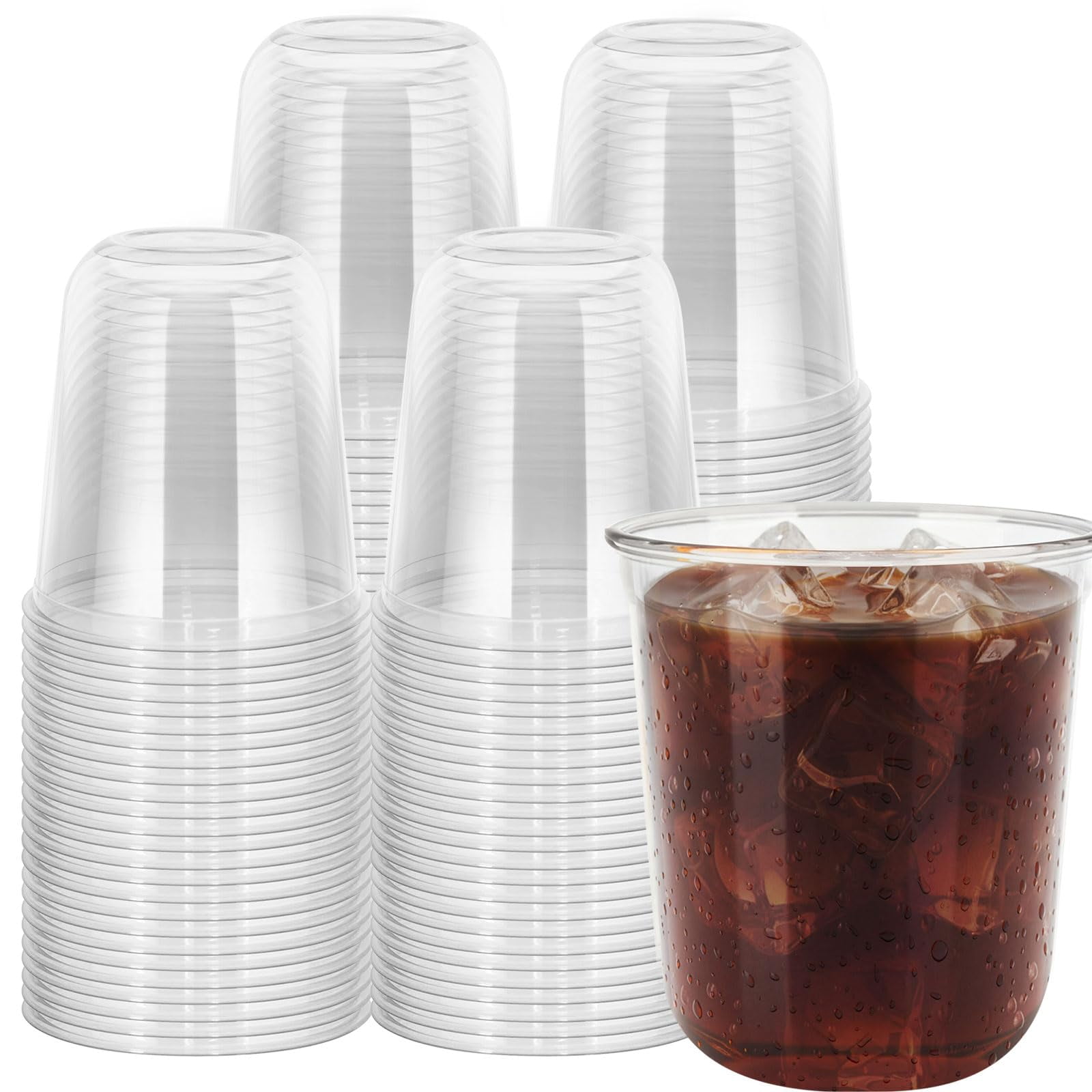 Disposable Stemless Clear Plastic Cups 12OZ NATURAL Arc Plant Based ...