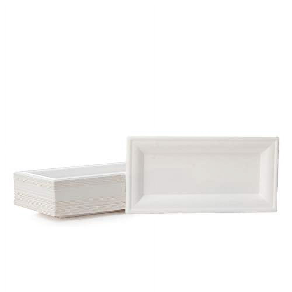 Disposable Sugar Cane Bagasse Rectangle Plates By Posh Setting – 100% ...